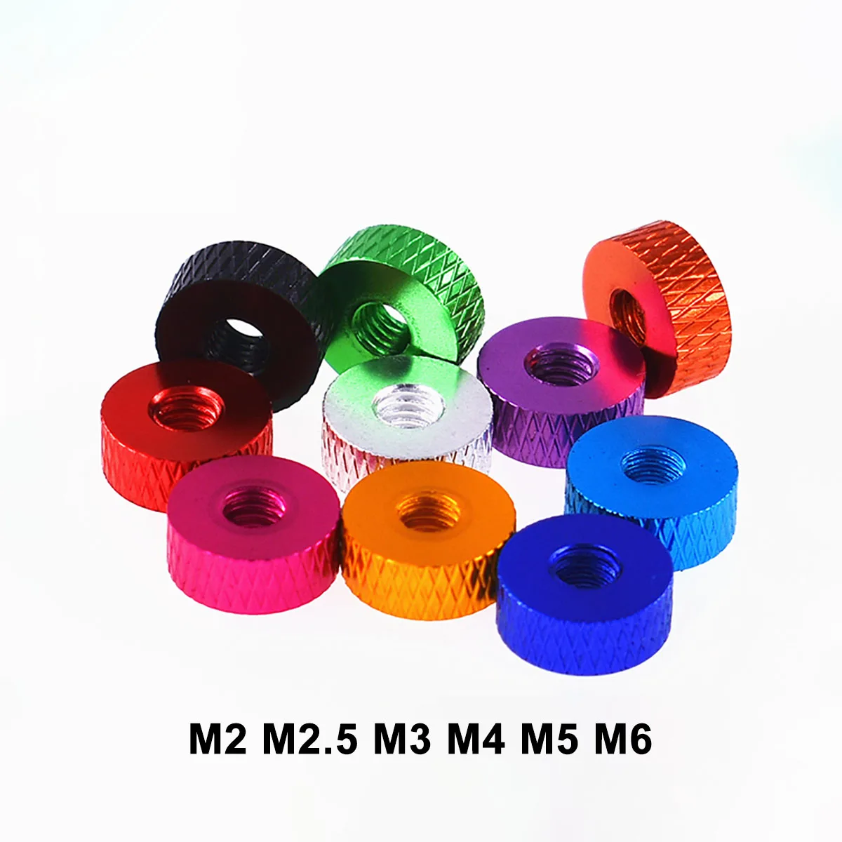 5Pcs-M2-M2-5-M3-M4-M5-M6-Aluminum-Knurled-Thin-Thumb-Nuts-Through-Hole ...