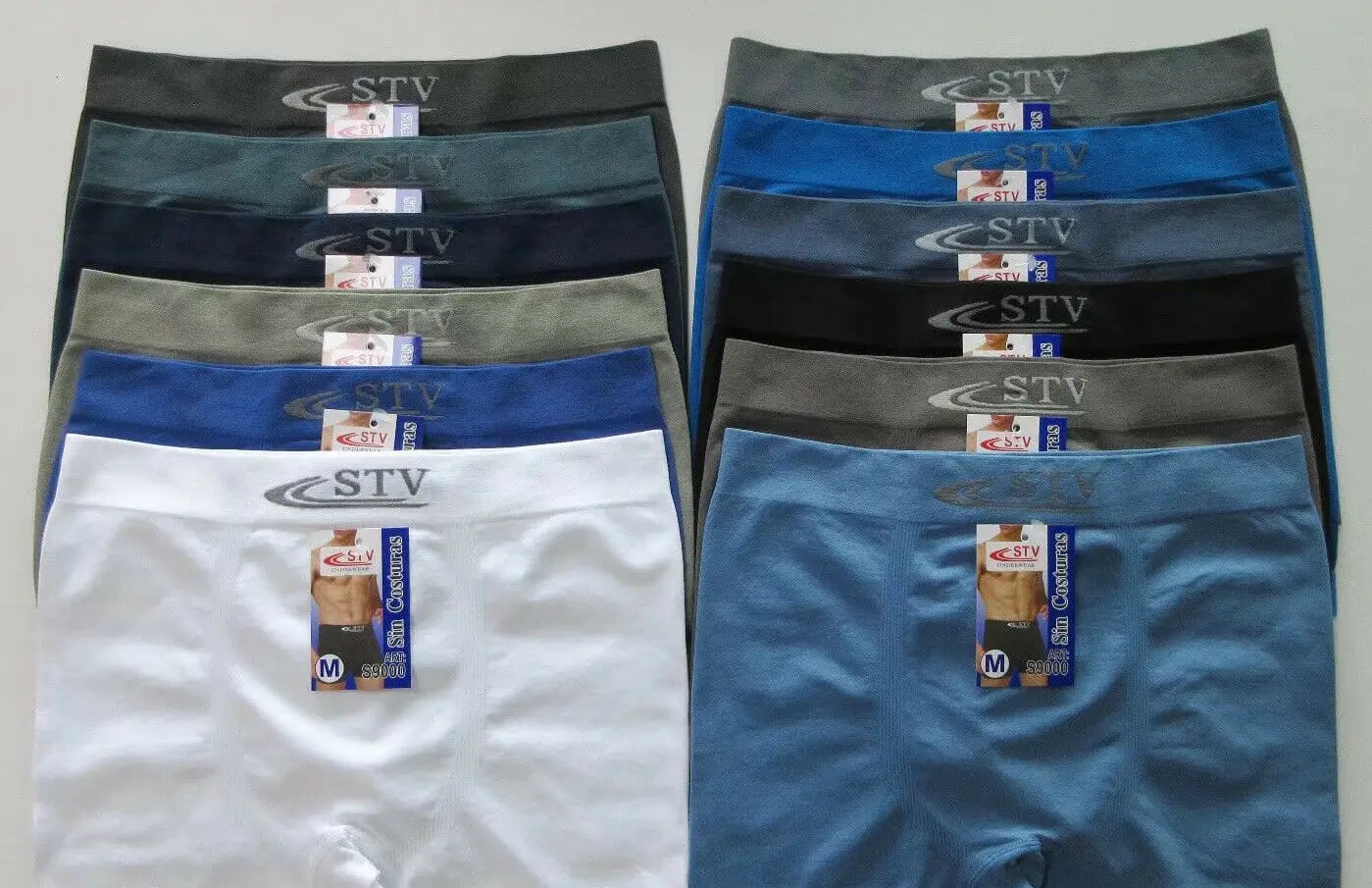 Pack de 12 Calzoncillos Boxer STV Talla S-M-L-XL-XXL-XXXL Sin Costuras ...