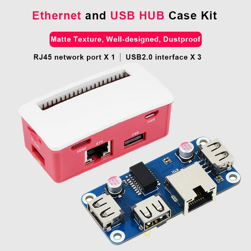 Raspberry Pi Zero 2 W Ethernet / USB HUB HAT (B) for Raspberry Pi Series 1 x RJ45 3 x USB 2.0 ...