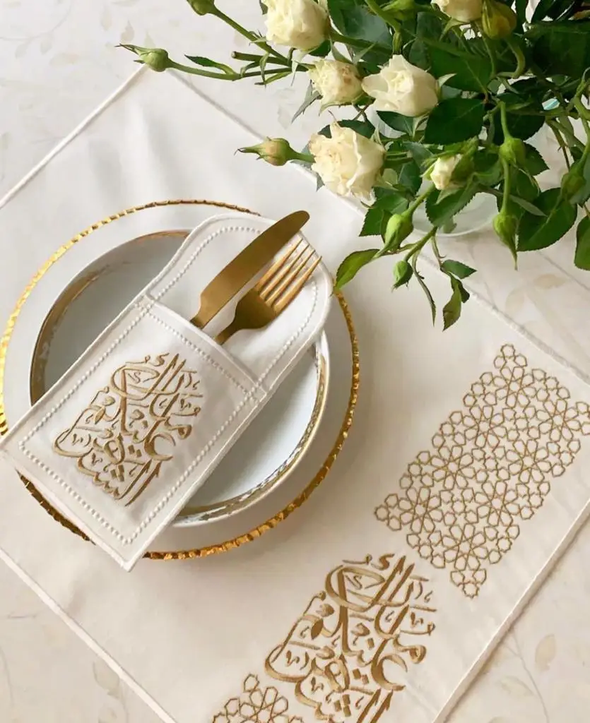 Arabic Dining Table Arabic | Linen Kitchen Runner Set | Linen Office ...
