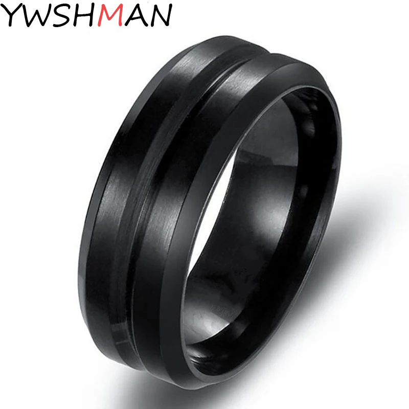 New 8mm Simple Men's and Women's Rings Stainless Steel Scrub Couple ...