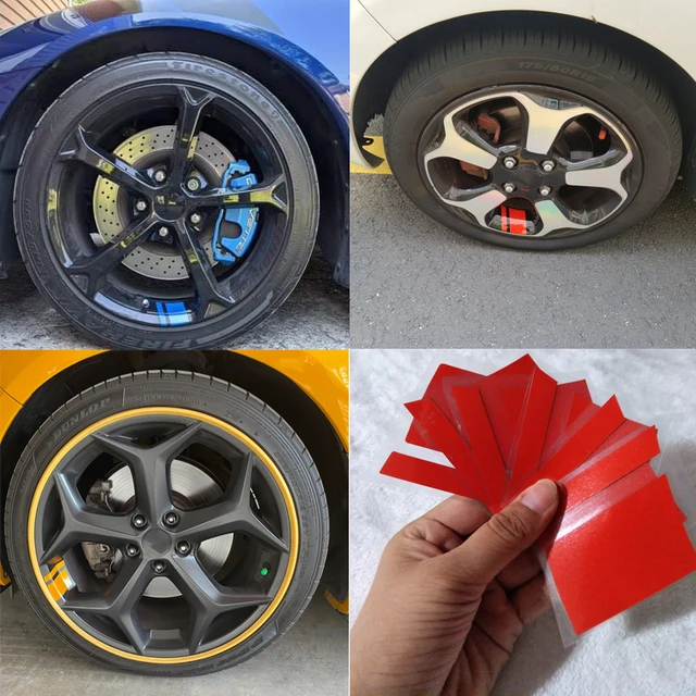 6Pcs Car Sticker Reflective Car Wheel Rim Vinyl Warning Stickers Hash ...