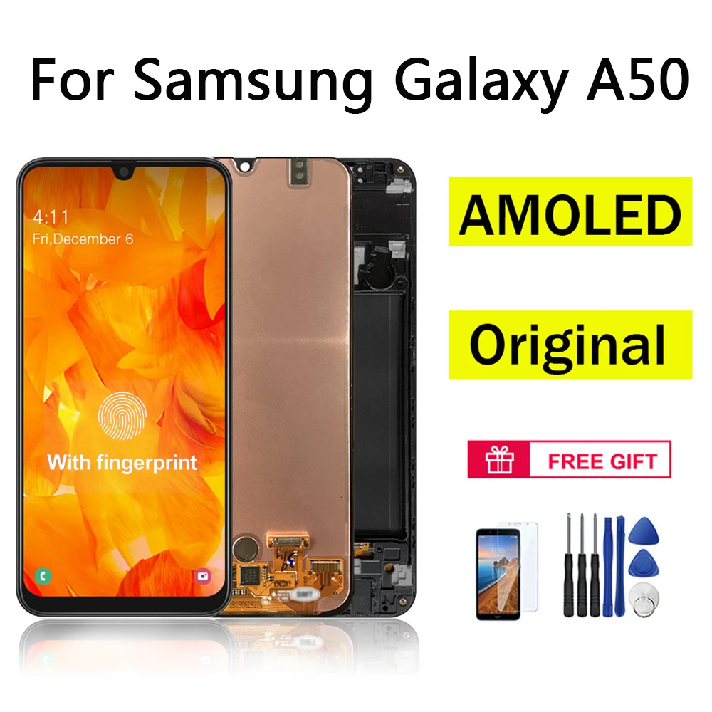 Aumook Original Amoled For Samsung Galaxy A50 Lcd Display Touch Screen Digitizer With Frame For ...