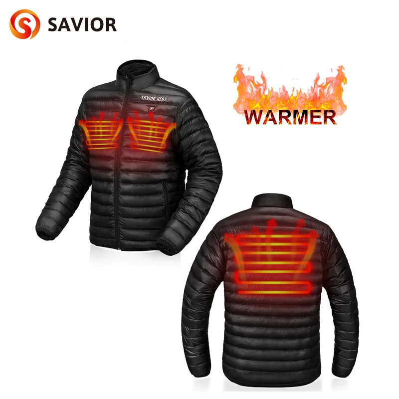 Winter Rechargeable Battery Heated Down Jacket Men Clothing 3 Shift ...