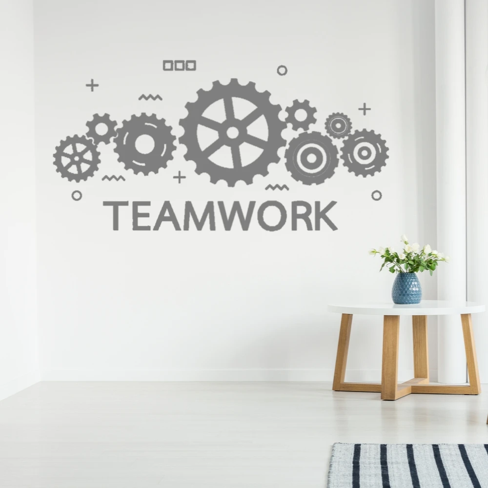 Teamwork-Gears-Vector-Wall-Sticker-Decal-Team-Work-Sticker-Office-Wall ...