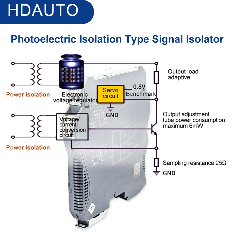 4-20ma to 0-5v galvanic isolator converter signal splitter 420ma analog ...