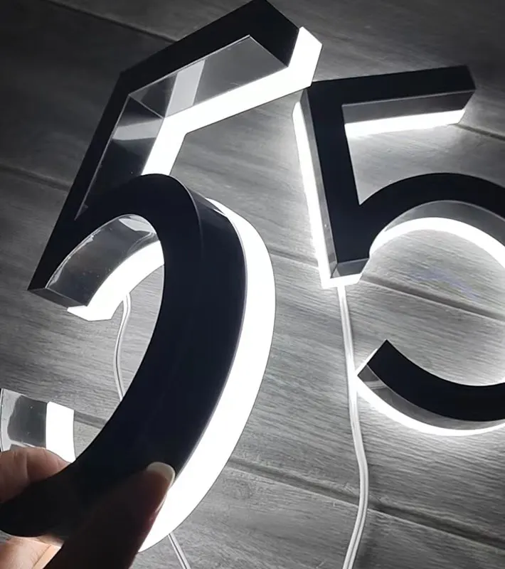 Custom Backlit Metal 3D Outdoor Numbers, Waterproof Modern House ...