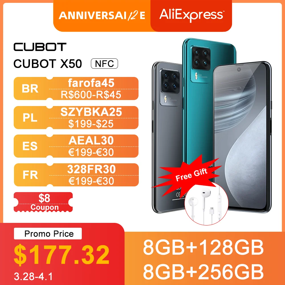 Cubot Teléfono móvil inteligente X50, celular con pantalla de 6,67 ...