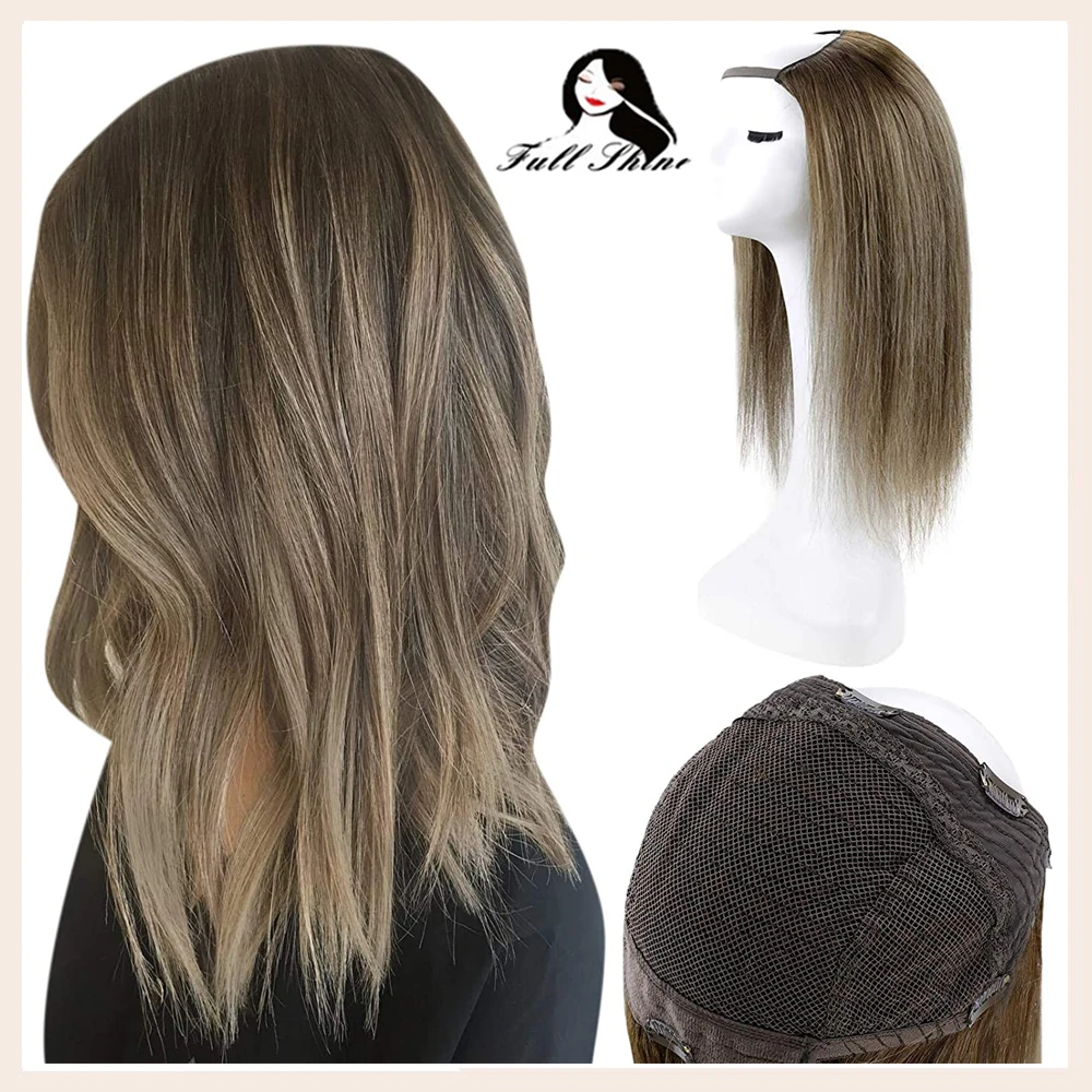 Full Shine Half Wig Clip in One Piece U Part Wig Extensions Ombre Color ...