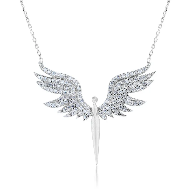 925-Sterling-Silver-Women-Necklace-Angel-Michael-Mikael-Zircon-Stone ...