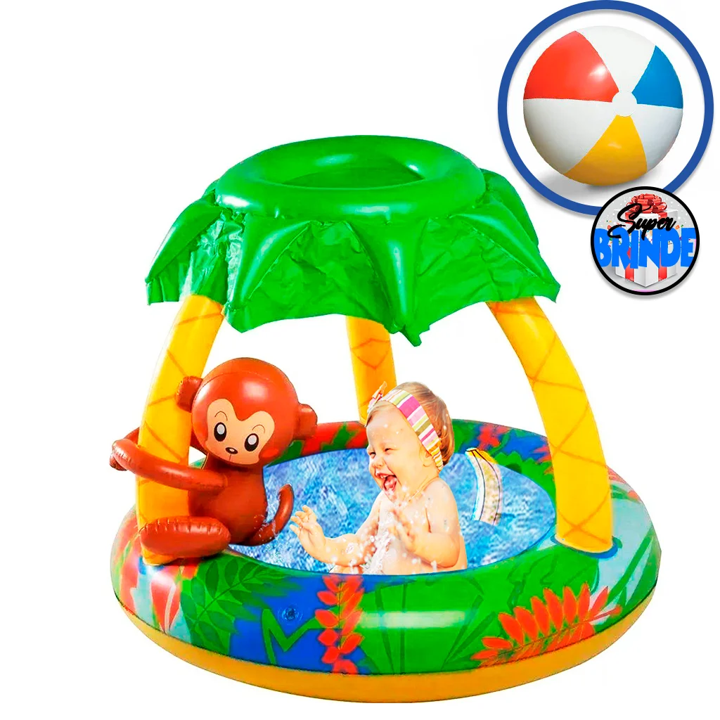 Piscina Inflável Infantil Para Bebê 53 Litros com Cobertura|Piscina ...
