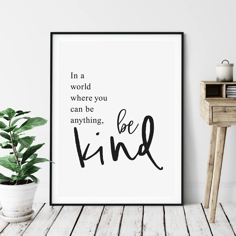 Be-Kind-Sign-Quotes-Print-Black-White-Minimalist-Poster-Inspirational ...