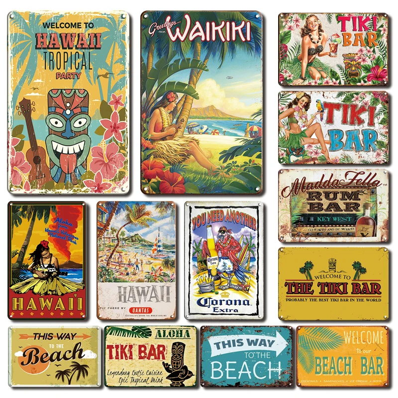 Wall Décor Wall Hangings Tiki Bar Metal Sign Time Flies Having Rum ...