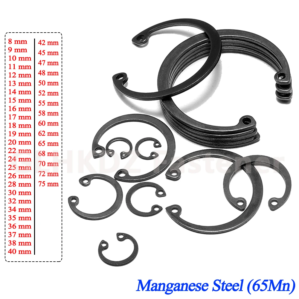 1-40pcs 8mm to 72mm C type Internal Circlips Retaining Rings for Bores ...
