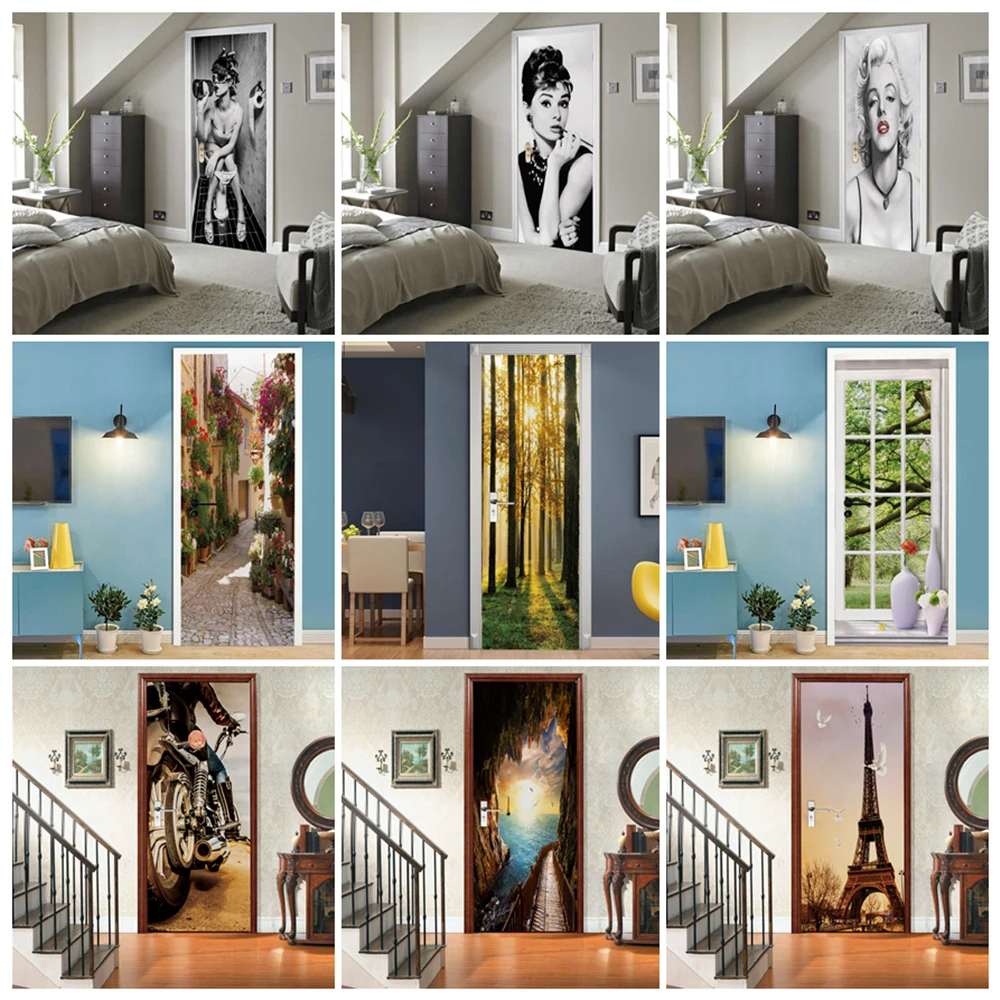 Beauty Girl Bedroom Door Stickers Vinyl Self Adhesive Home Decor ...