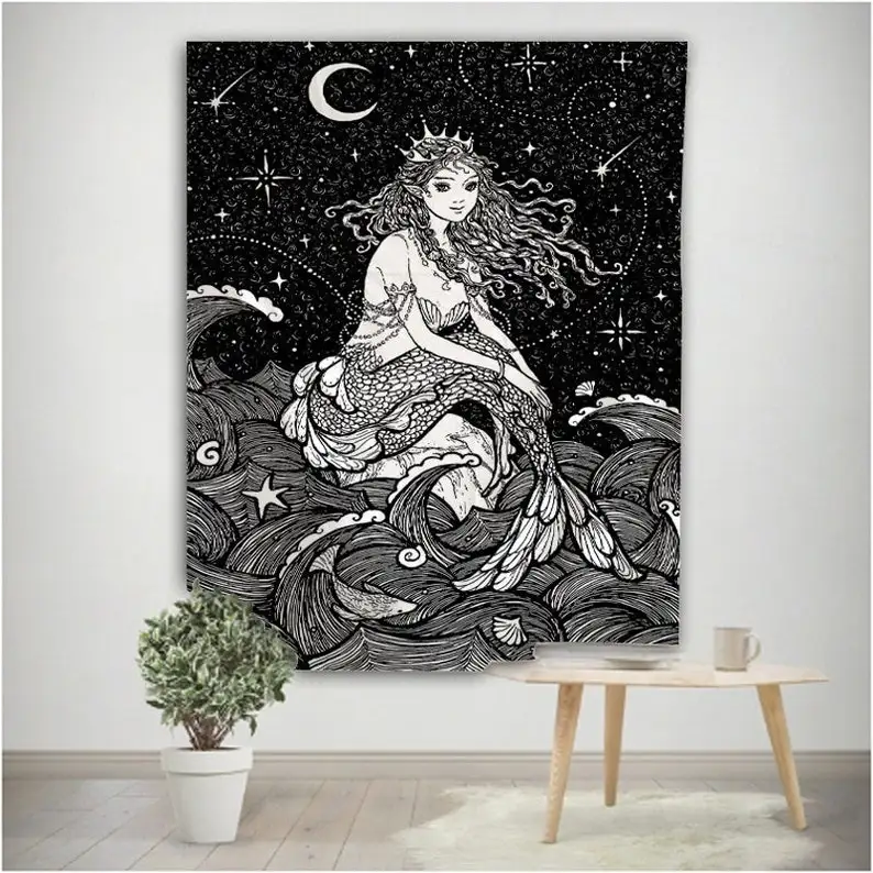 Disegno Di Sirena Vintage In Bianco E Nero