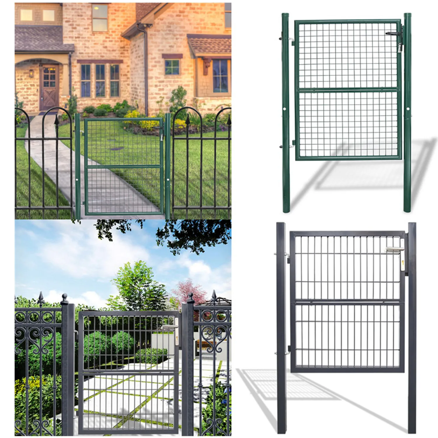 100-100-cm-Galvanized-Steel-Garden-Door-Fence-Door-with-Lock-Doorknob ...