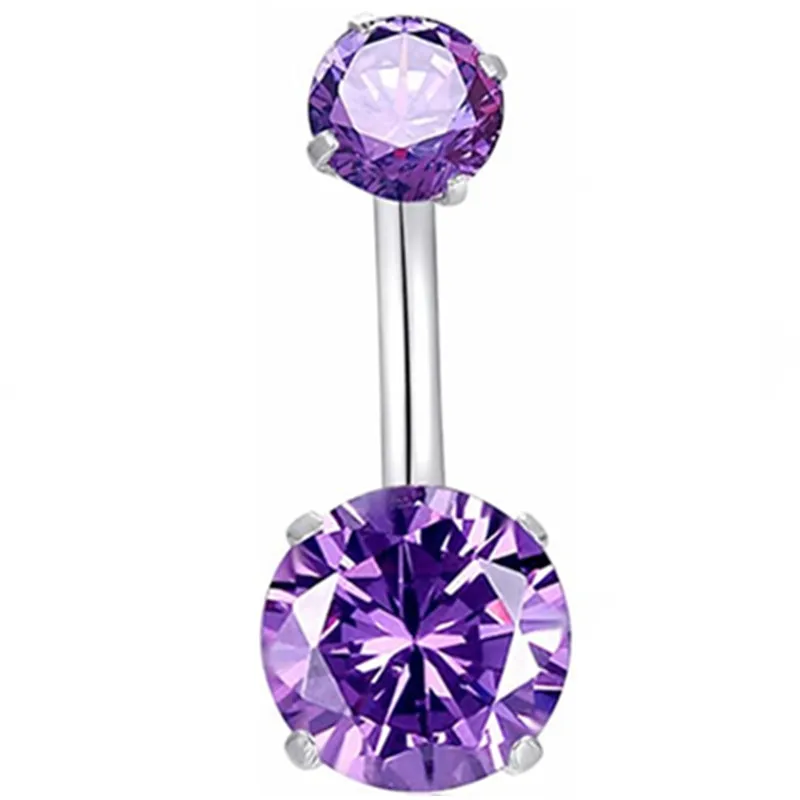 Anneau de nombril,Star Purple-2Piece--Piercing de nombril en cristal zircon 14G, 1-2 pièces ...