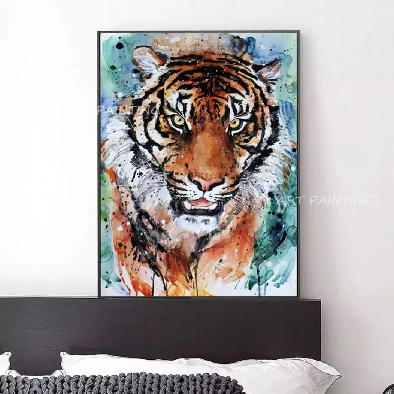 100% Hand painted Tiger Professional Artist Oil Painting Modern Art ...