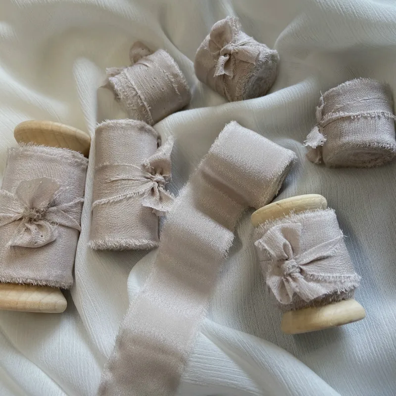 Natural Silk Ribbons Satin Cotton Crepe With Raw Hand Torn Edges 25 ...