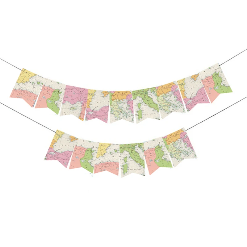 World-Map-Bunting-Map-Garland-Travel-Theme-Graduation-Wedding-Birthday ...