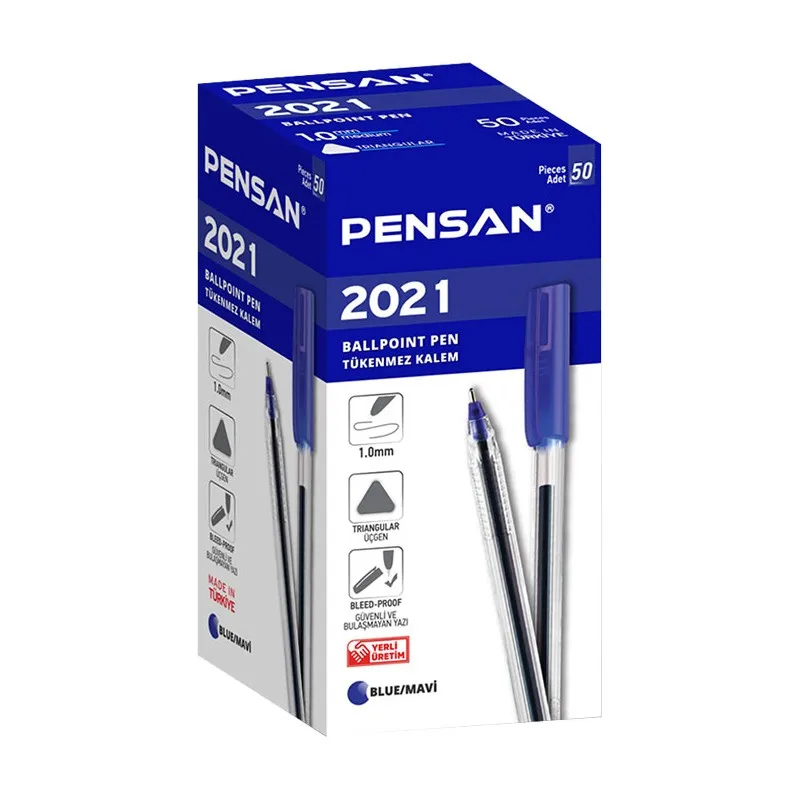 Pensan-Ballpoint-Pen-1mm-50-Pcs-Blue-Black-Red-Triangle-Design-School ...