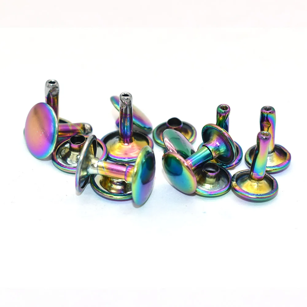 RIVET,12mm--Rivets métalliques à Double capuchon en cuir, couleur arc ...