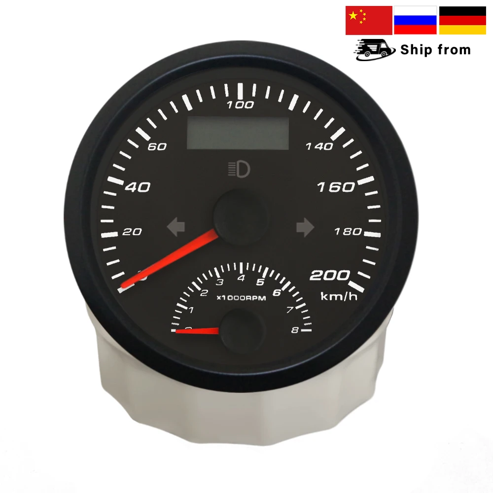 Waterproof-85mm-GPS-Speedometer-0-125-MPH-0-200-MPH-with-Tachometer ...