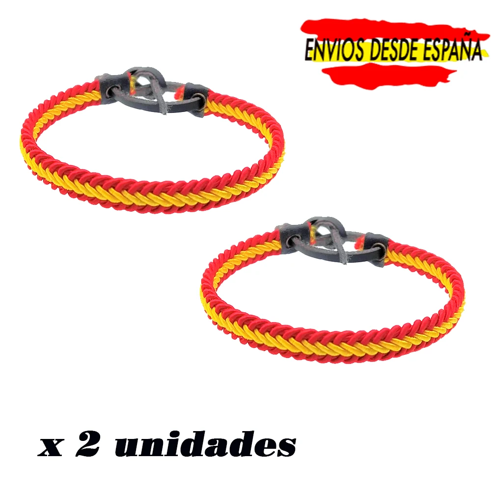 2 bracelets Spain Lisa braided adjustable man and woman Spanish flag ...