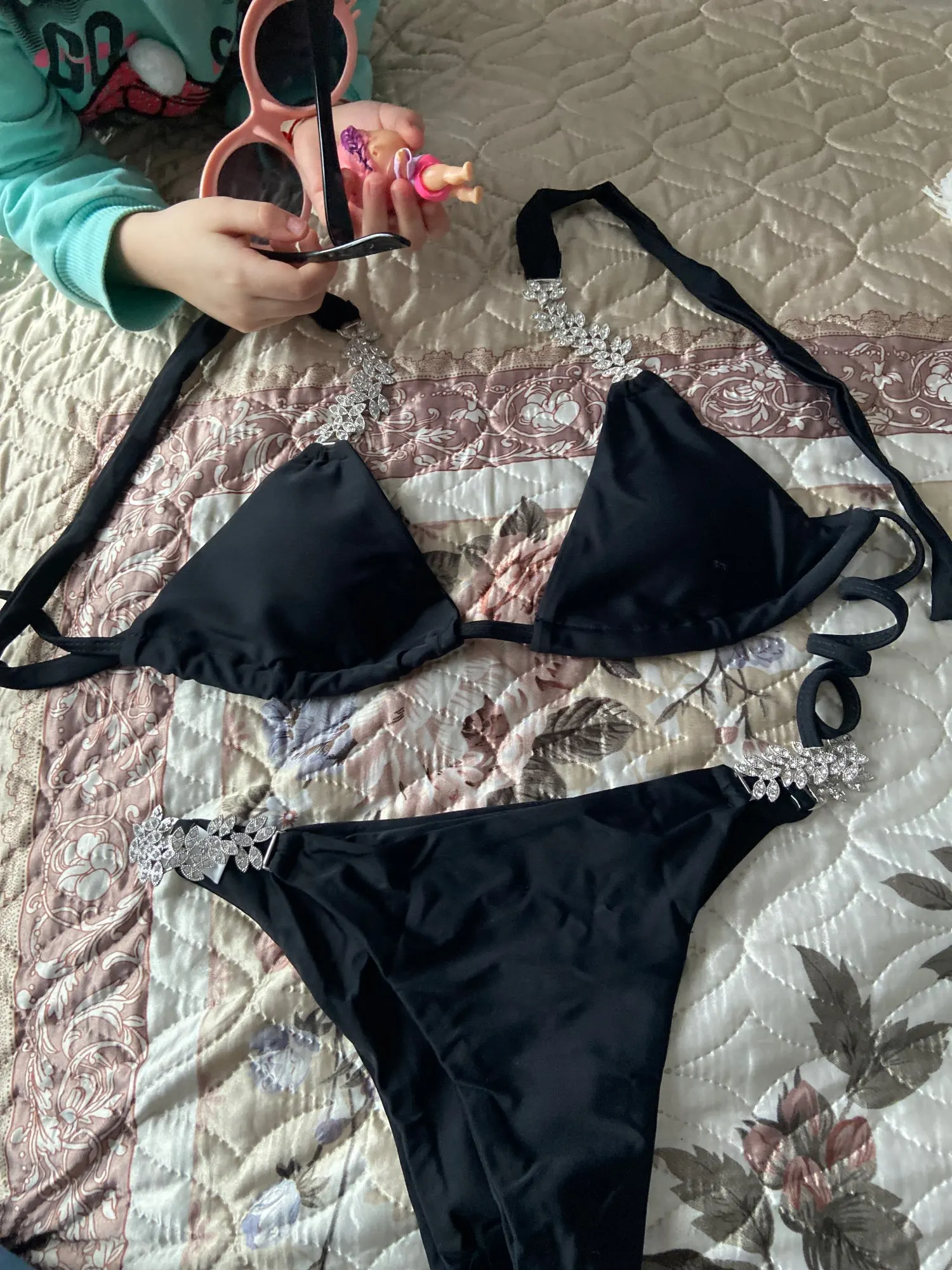 Diamond bikini white rhinestone bikini Braizilian swimwear female ...