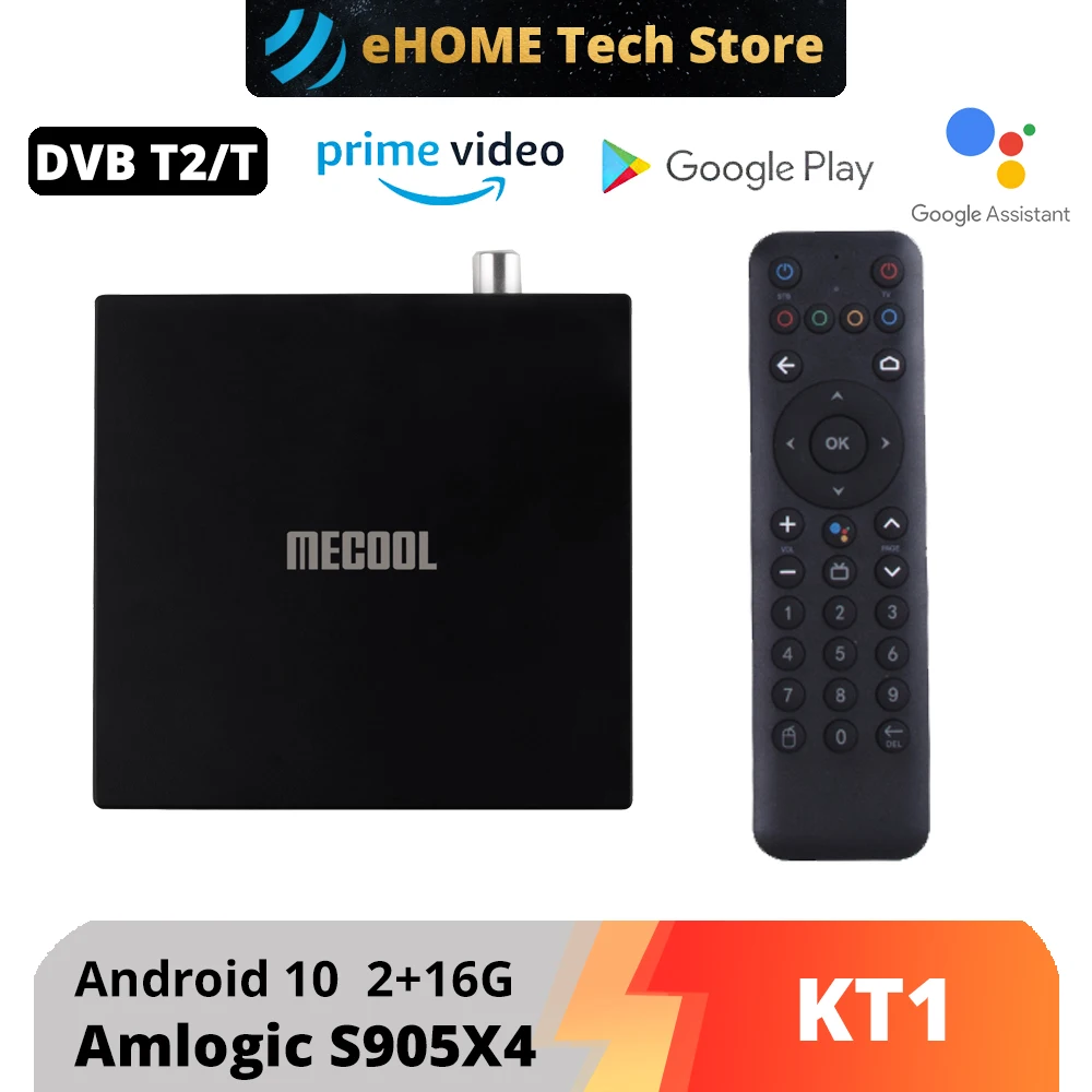 Mecool KT1 DVB S2 Bluetooth TV kutusu Android 10 Amlogic S905X4 B 4K 2 ...