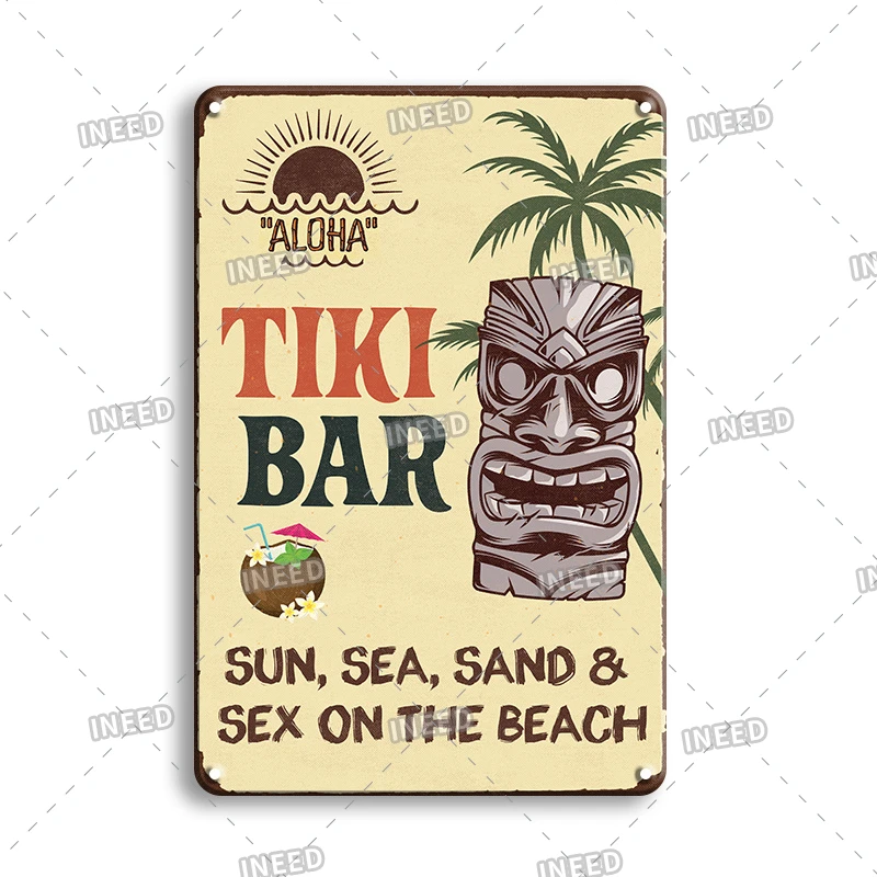 Wall Décor Wall Hangings Tiki Bar Metal Sign Time Flies Having Rum ...