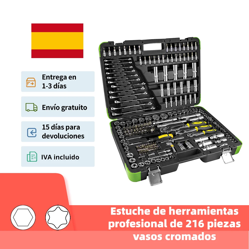 JBM-52840-CASE-tools-216-pieces-with-glasses-Chrome-hex-torx-and ...