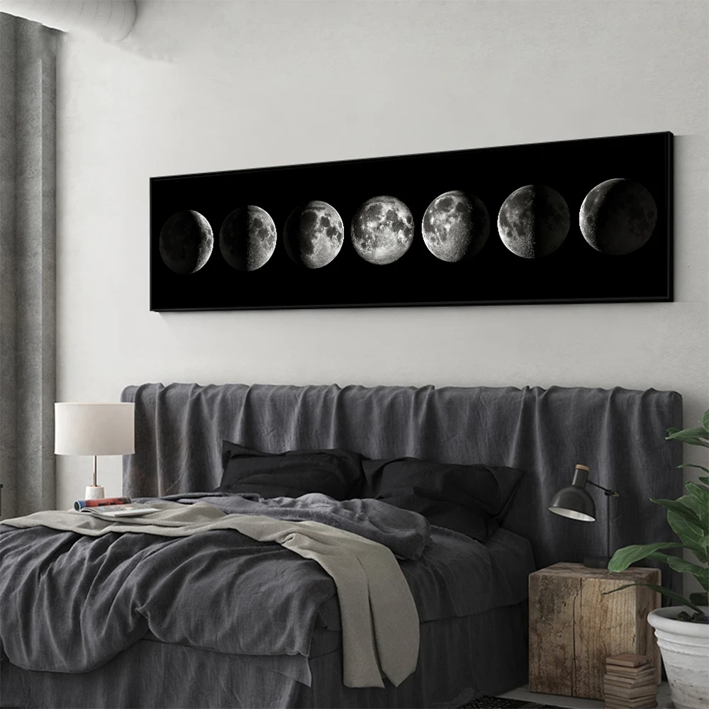 Wall-Art-Moon-Phase-Black-White-Posters-Aesthetic-Canvas-Art-Prints ...