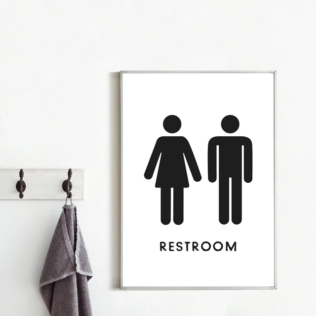 Restroom Signs Black And White