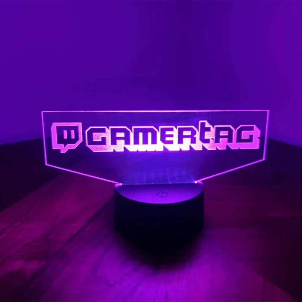 Personalizado gamer tag 3d conduziu a luz da noite para twitch gravação ...