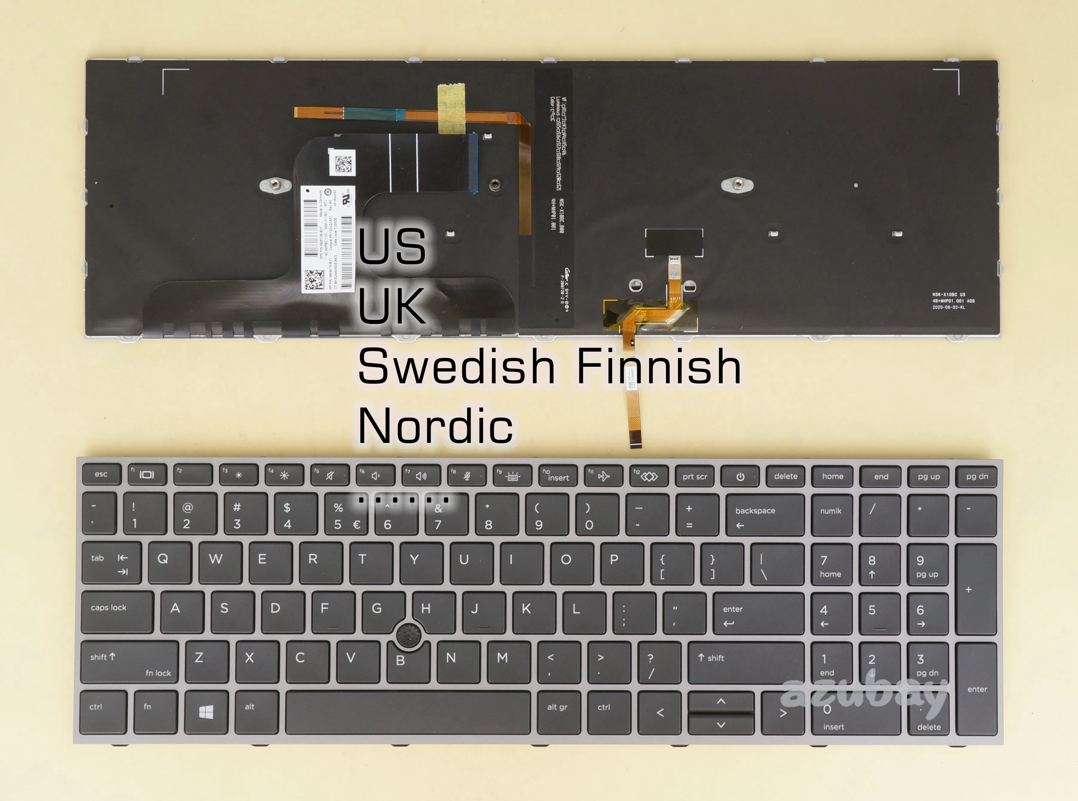 US UK Nordic Swedish Finnish Danish Norwegian Keyboard for HP ZBOOK ...