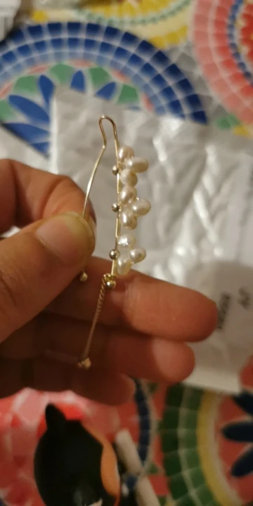 Pearl Chain Ear Cuff Earrings | Dagiba Jewelry