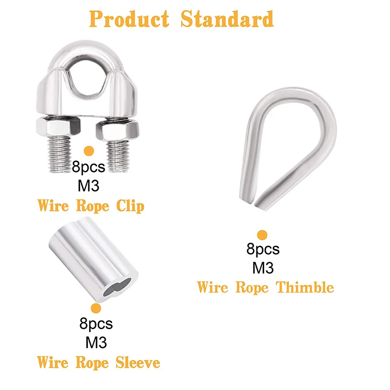 Stainless Steel Cable Stainless Steel 304 Wire Rope Cable Clip Clamp M3 ...
