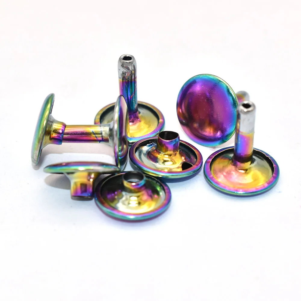 RIVET,12mm--Rivets métalliques à Double capuchon en cuir, couleur arc ...