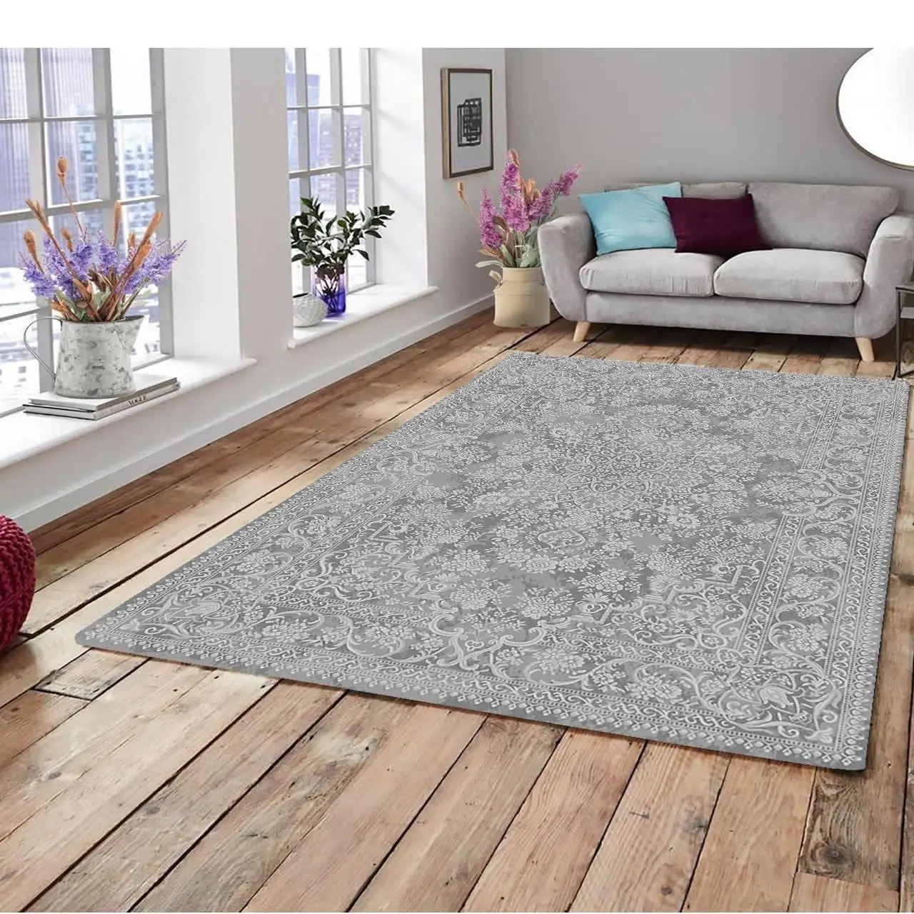 Traditional Patterned Rubber Carpet Cover Turkish Fabric Rug Protection ...
