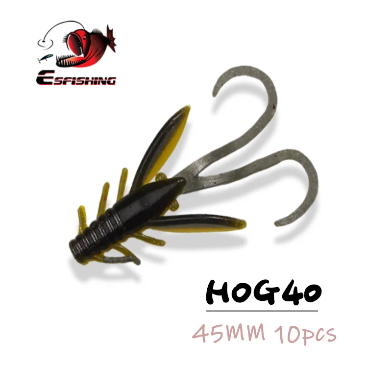 ESFISHING 소프트 플래틱스 미끼, 새우 가재 주입 향기, 소금 페스카 얼음 미니 낚시 루어 태클, HOG40, 45mm 0.8g