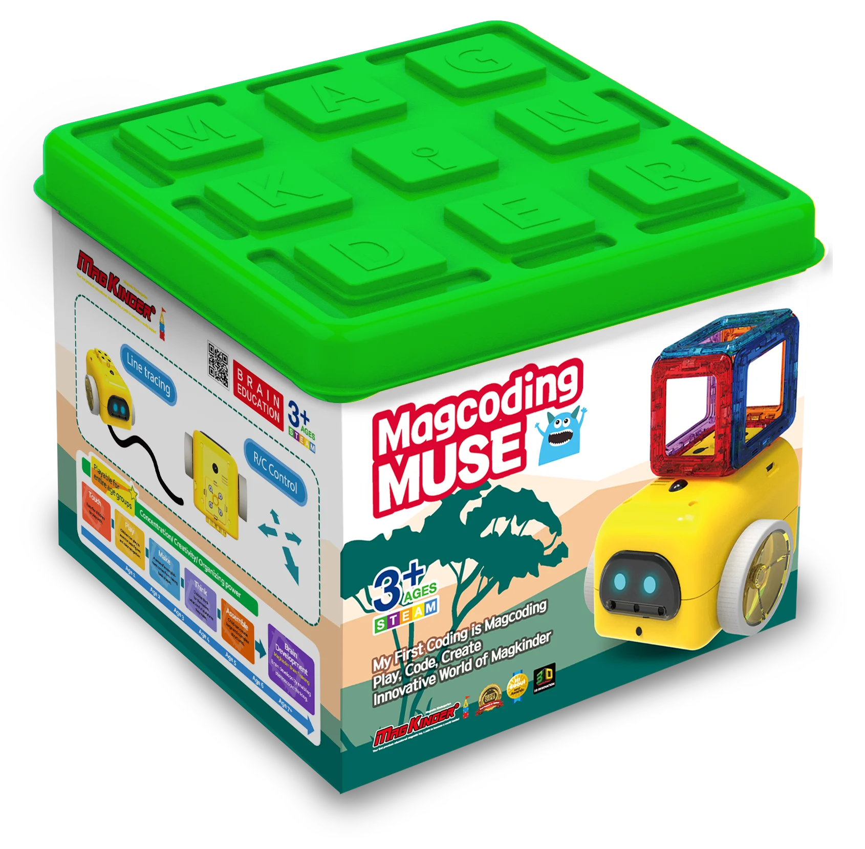 Magcoding muse 코딩 로봇, 교육 장난감, 어린이를위한 코딩 표준 코딩 로봇, 자기 빌딩 블록 세트|프로그래밍 장난감 ...