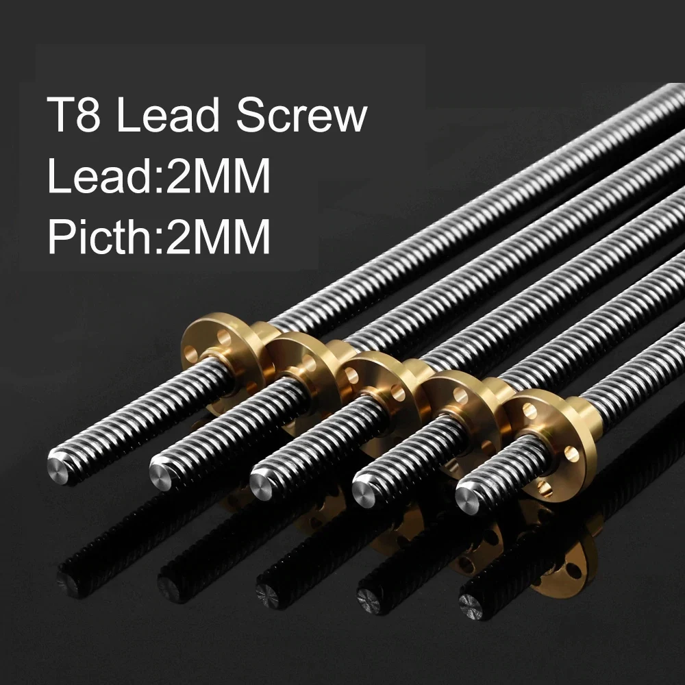 2pcs/lot 3D Printer Reprap T8 Lead Screw OD 8mm Pitch 2mm Lead 2mm ...