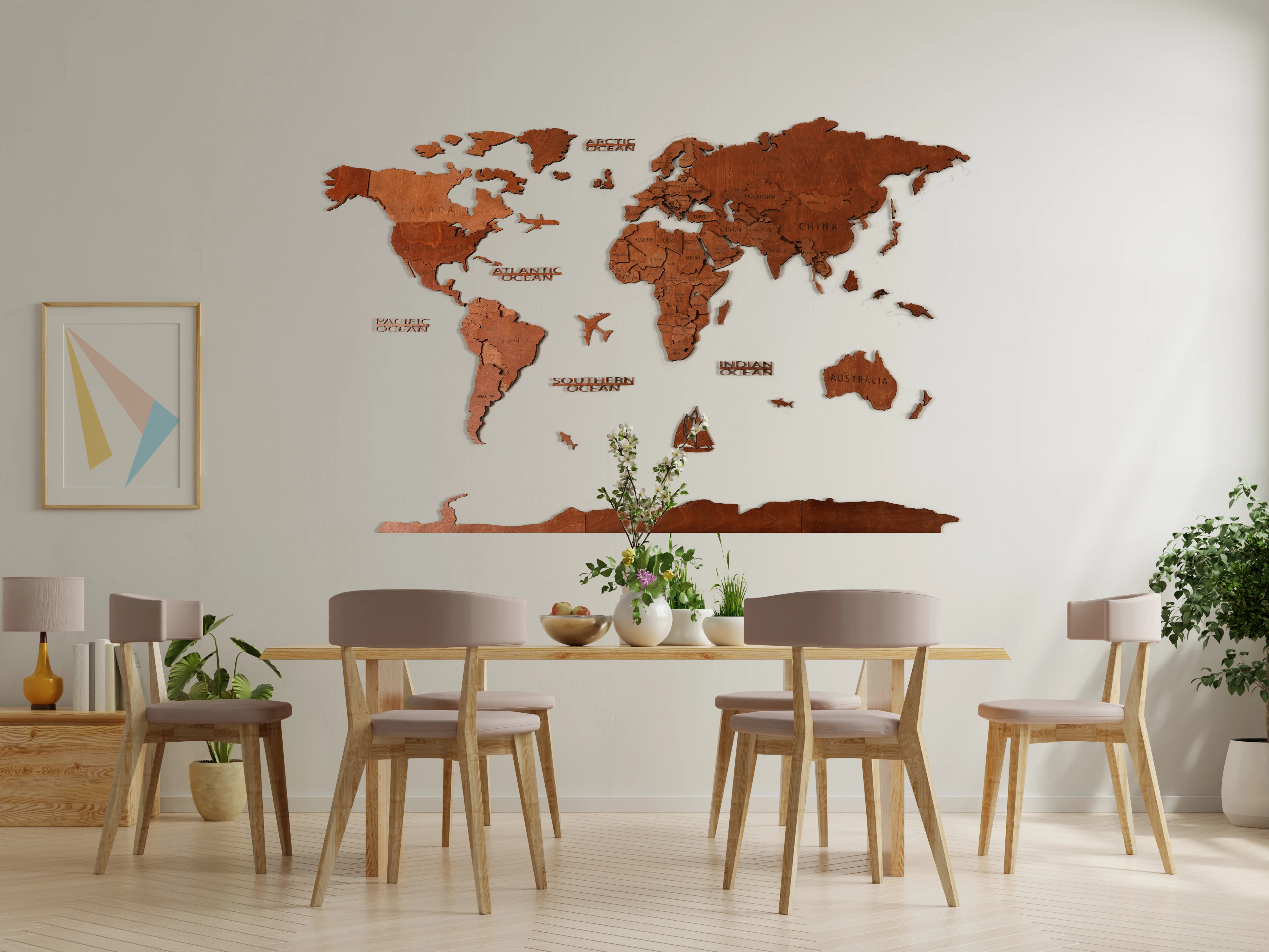 Home & Living Wall Hangings Wall Décor Wind Rose Wall Travel Wall map ...