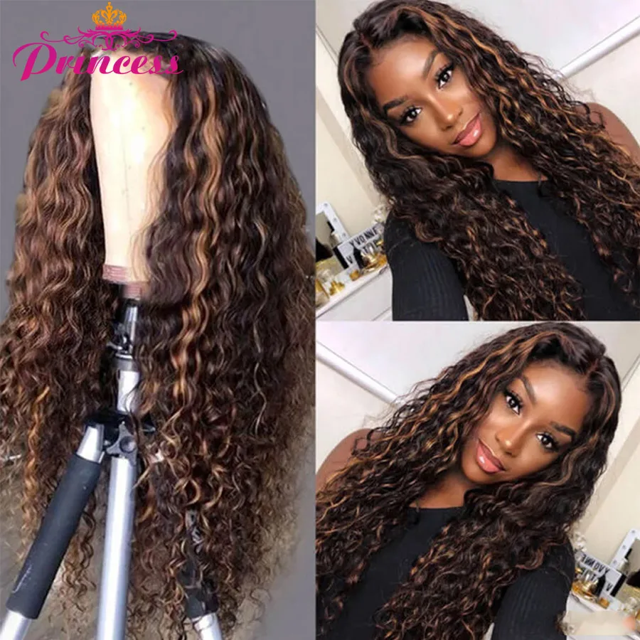 Princess Highlight Wig Water Wave Lace Front Human Hair Wigs Brazilian ...