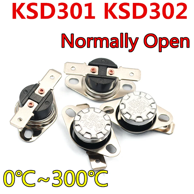 KSD302 10A 250V 0-300 degree Ceramic KSD301 Normally Open Temperature Switch Thermostat 0 5 10 ...