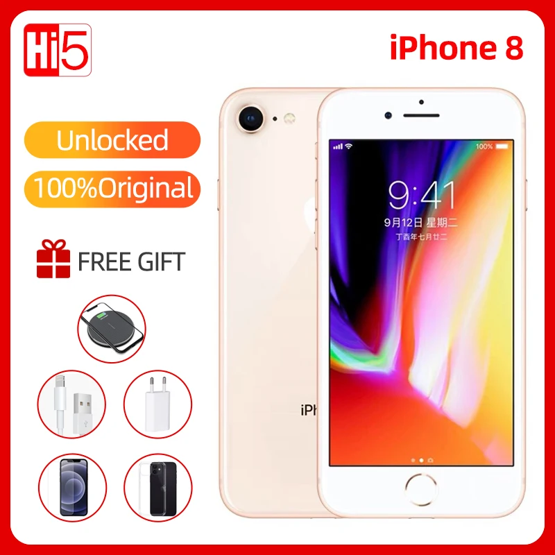 Unlocked Apple iPhone 8 64G/256G ROM Wireless Charge iOS Hexa Core 3D ...
