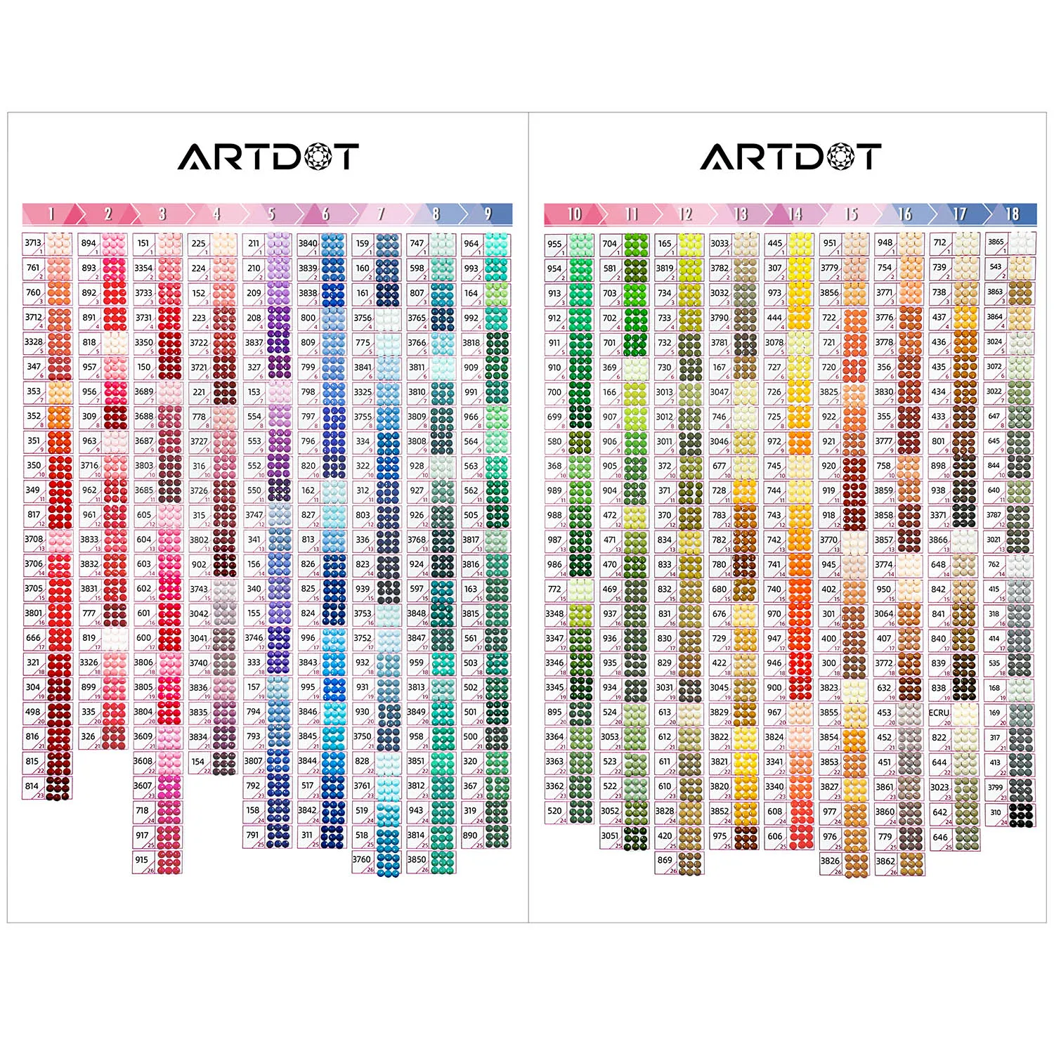 5d-Diamond-Painting-Accessories-Full-445-DMC-Color-Card-Chart-with-Real ...