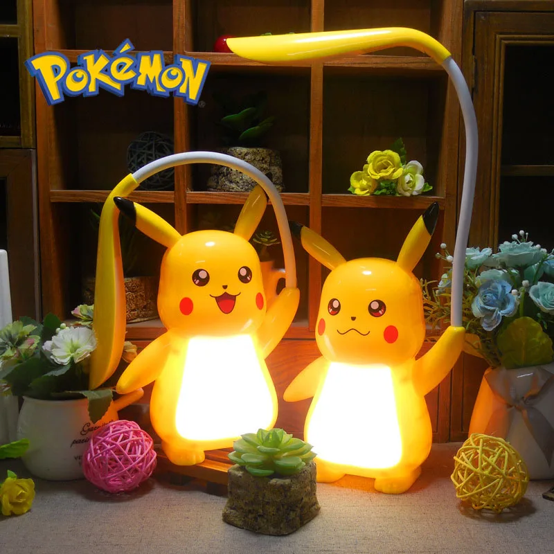 Nova genuína pokemon pikachu lâmpada de mesa 3 engrenagens luz ajustável carregamento usb led ...